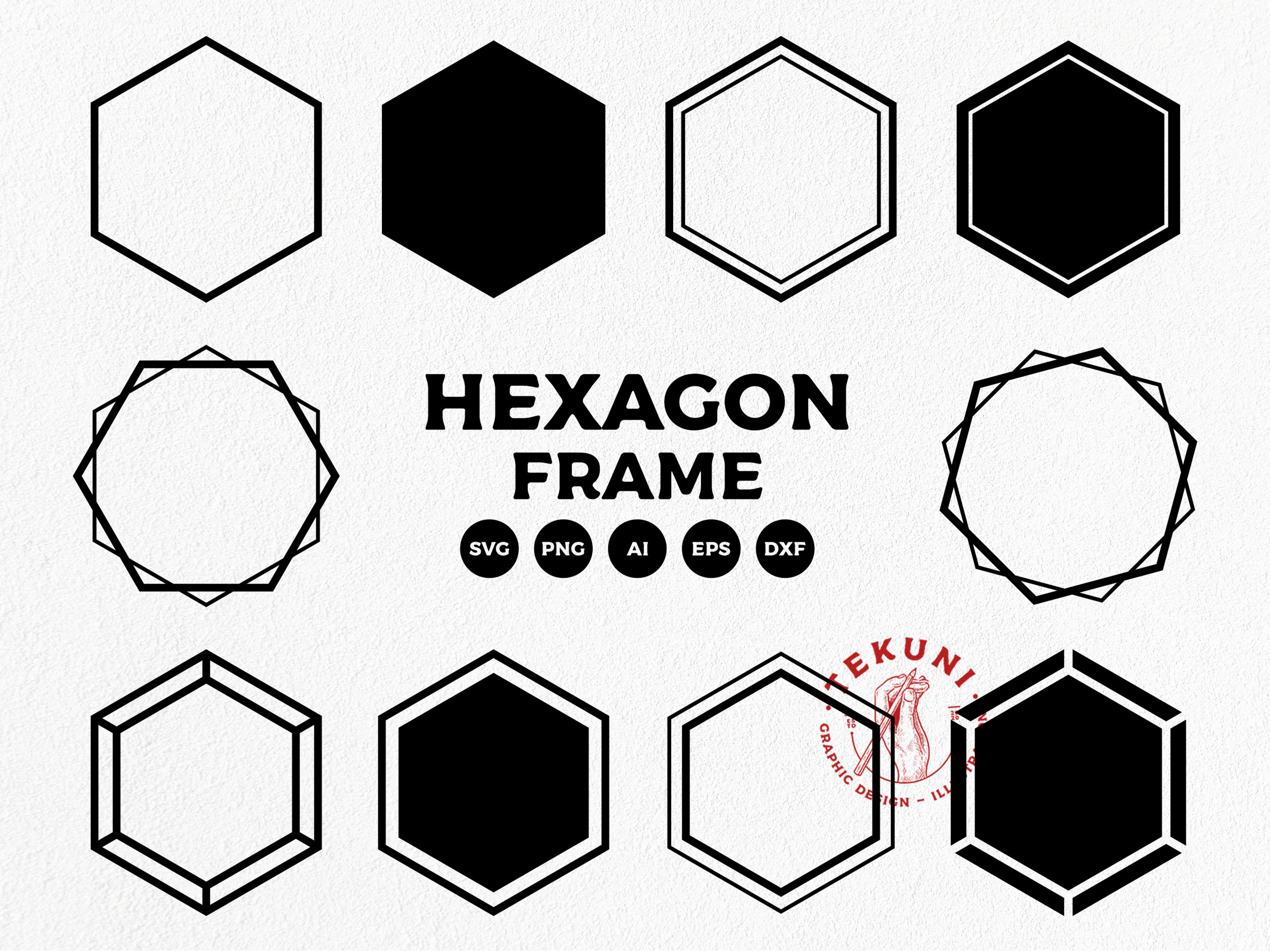 Set of Hexagon Frame Svg Instant Download - Etsy