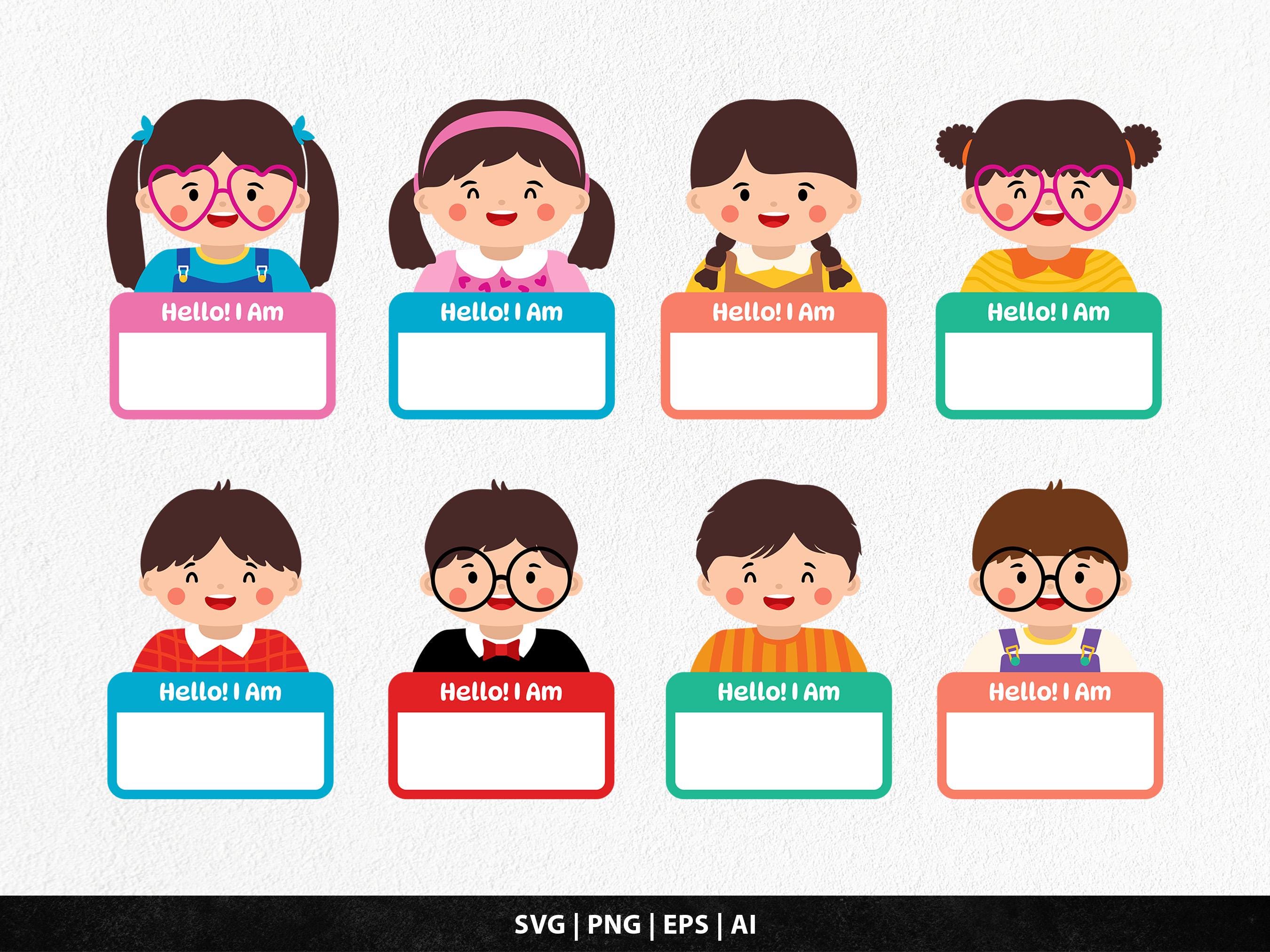 Kids Name Tags Svg, Cute Name Label - Instant Download - Etsy