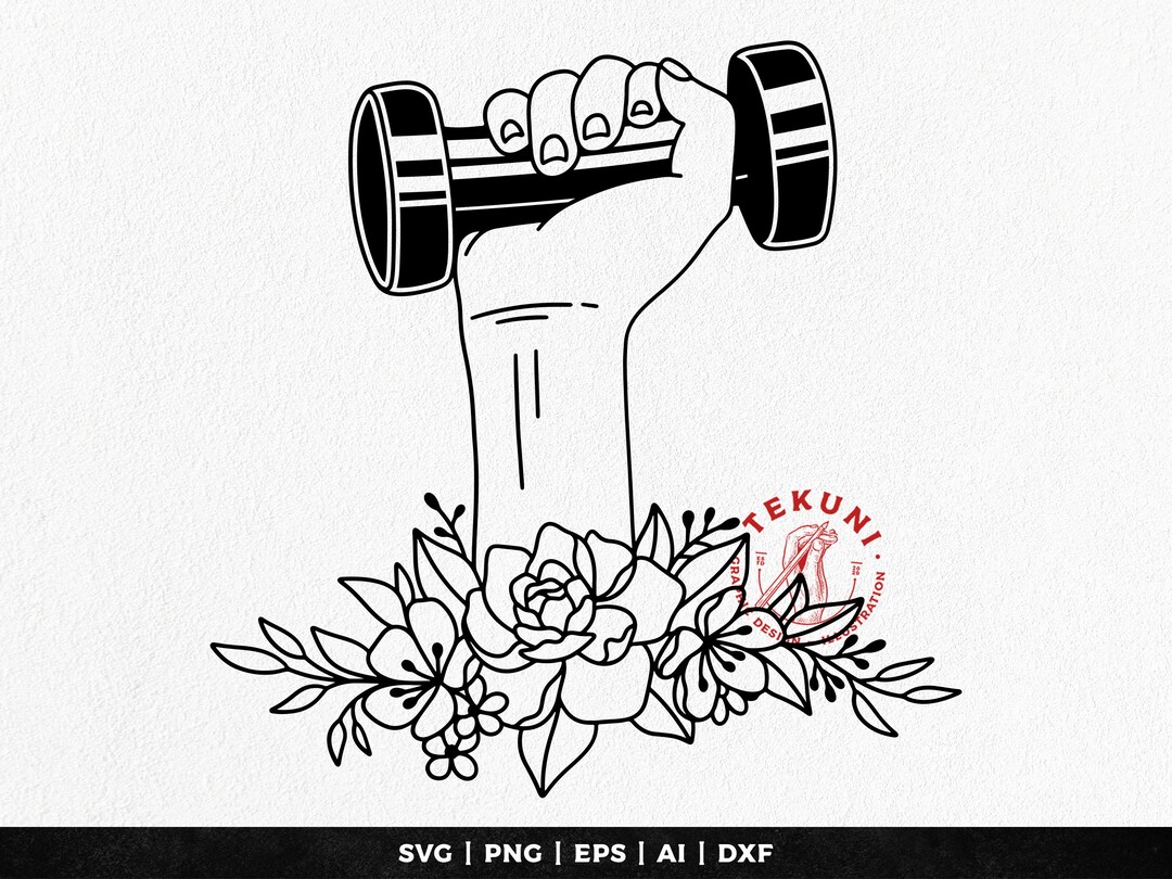 Floral Dumbbell SVG, Hand Holding Barbell Svg, Png - Instant Download ...