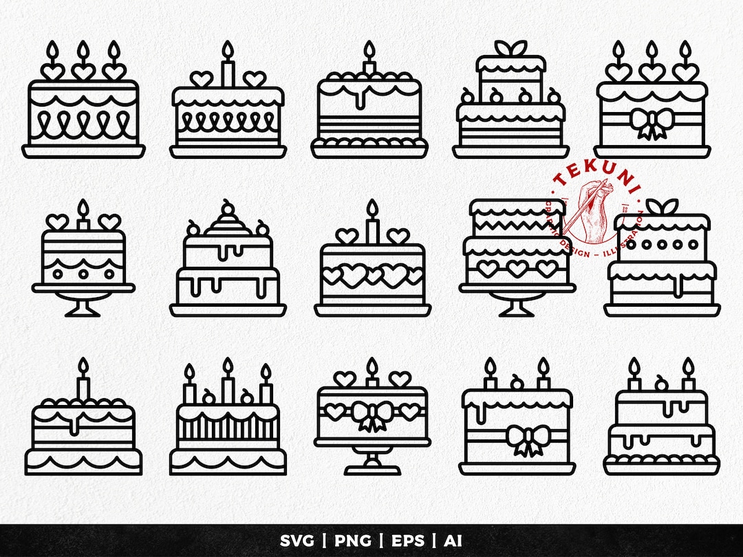 Set of Birthday Cake Svg - Instant Download - Etsy