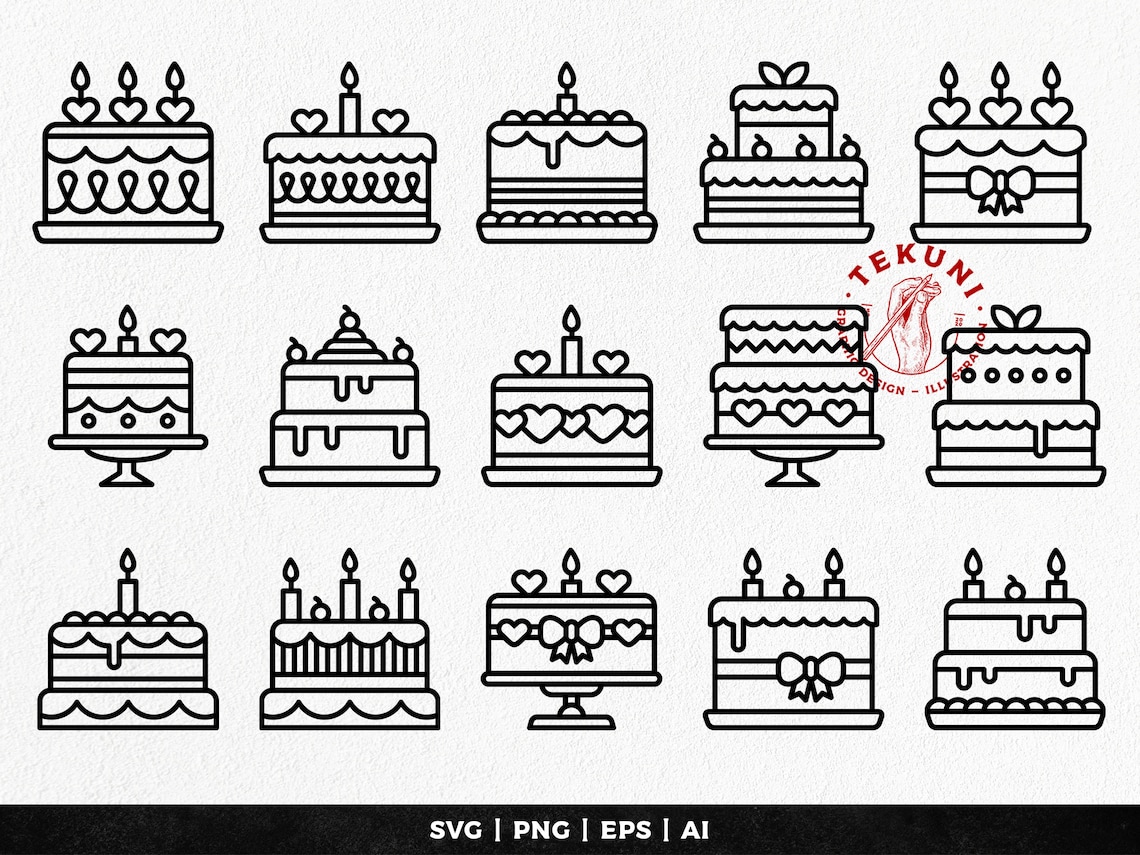 Set of Birthday Cake Svg - Instant Download - Etsy
