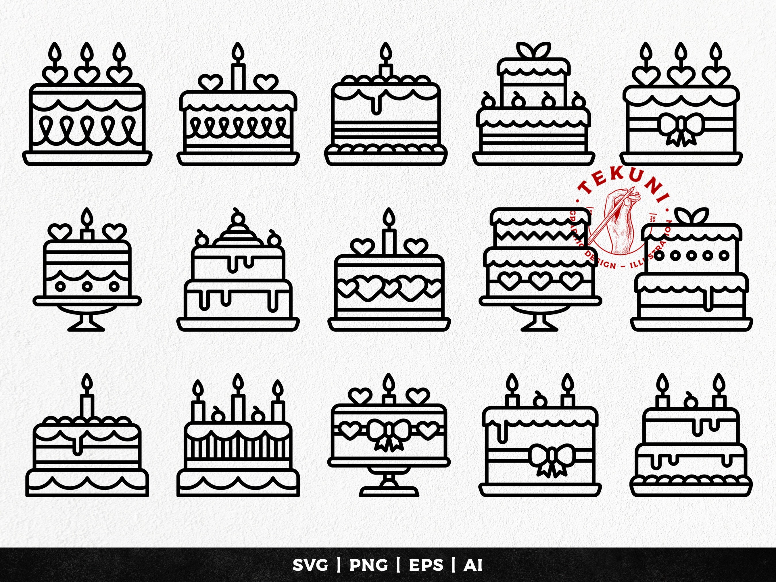 Set of Birthday Cake Svg Instant Download - Etsy