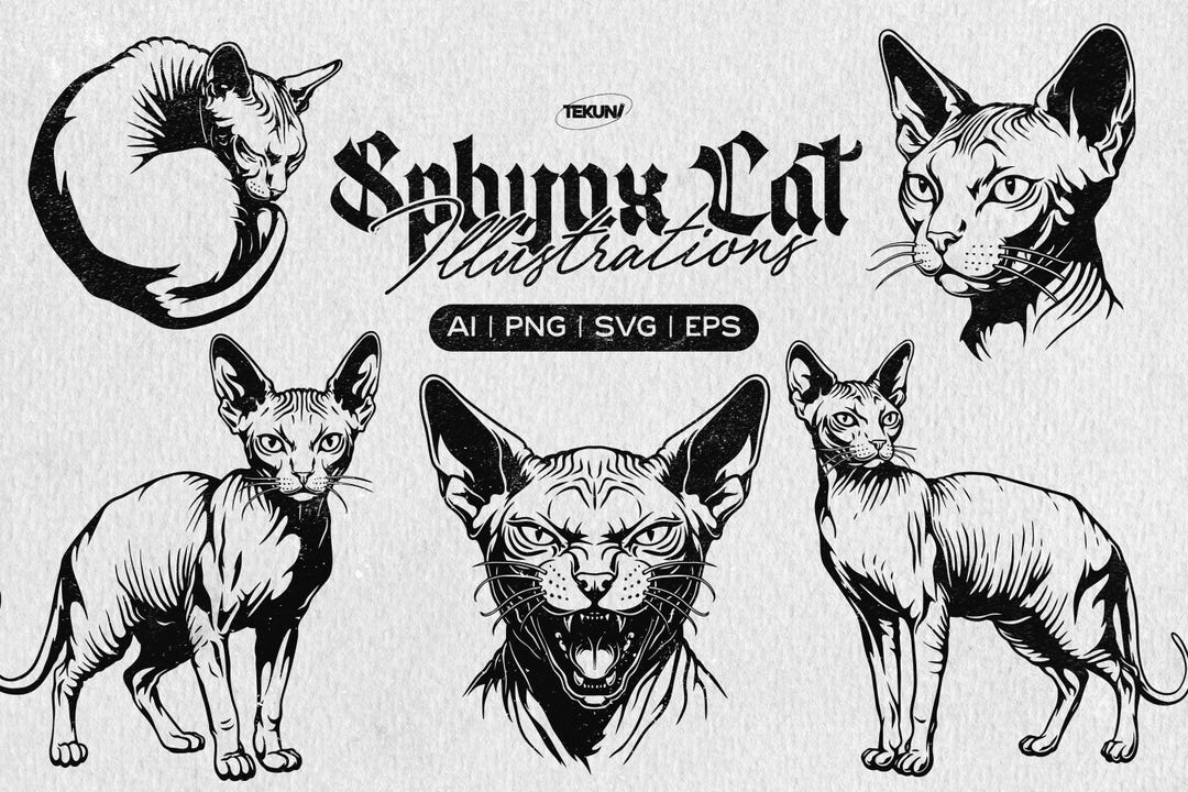 Sphynx Cat SVG Bundle, Hairless Cat Silhouette - Etsy