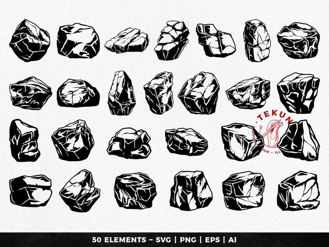 Rock Svg Bundle, Stones and Boulders Svg Instant Download - Etsy