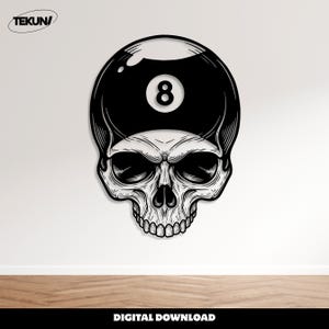 Skull 8 Ball SVG | Billiards Skull Clipart PNG | Pool Ball Head Tattoo ...
