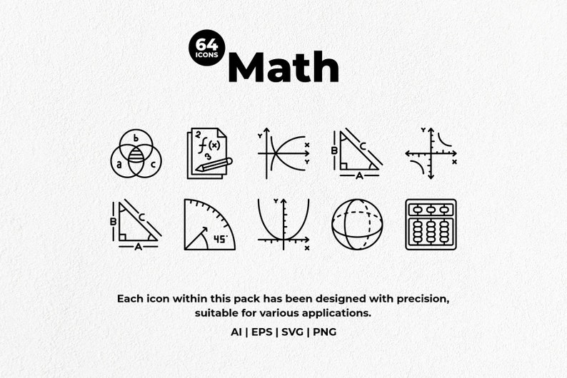 Math Icon Pack Instant Download - Etsy