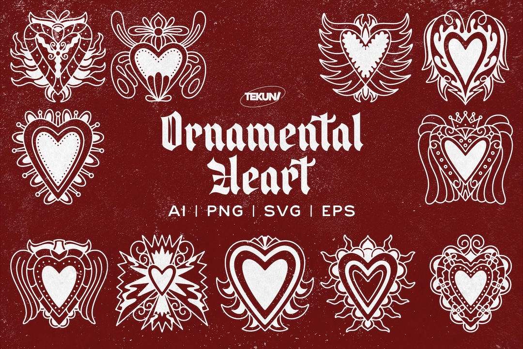 Ornamental Heart SVG Bundle, Sacred Heart Cut Files for Cricut and ...