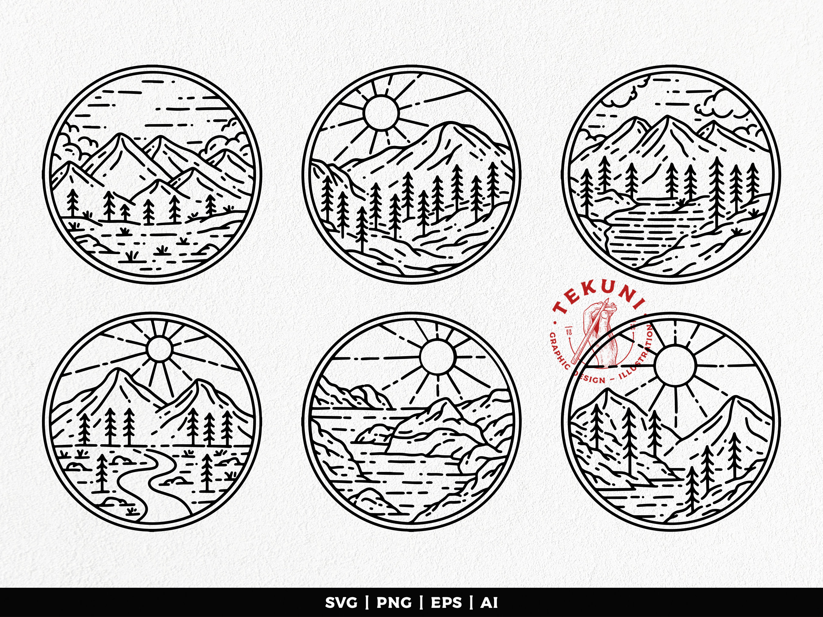 Mountain SVG Bundle, Mountain Line Art, Landscape Outdoor, Instant ...