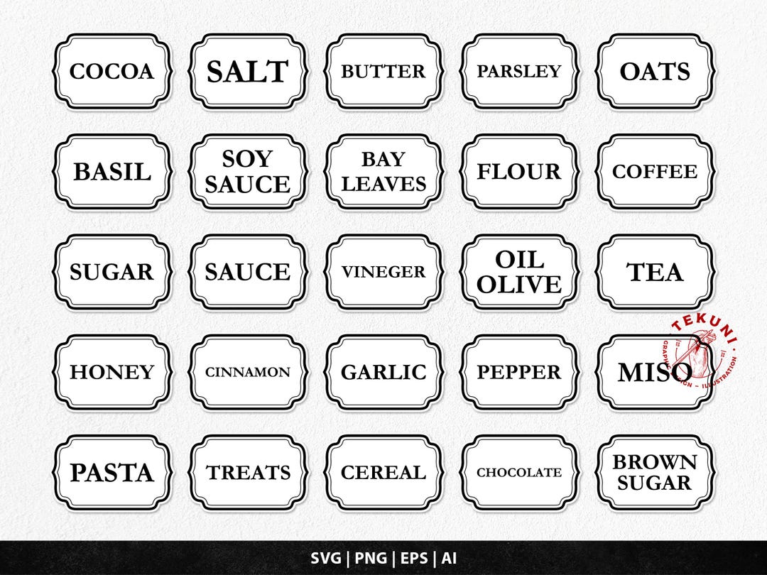 Kitchen Label SVG, Pantry Label SVG Bundle - Instant Download - Etsy
