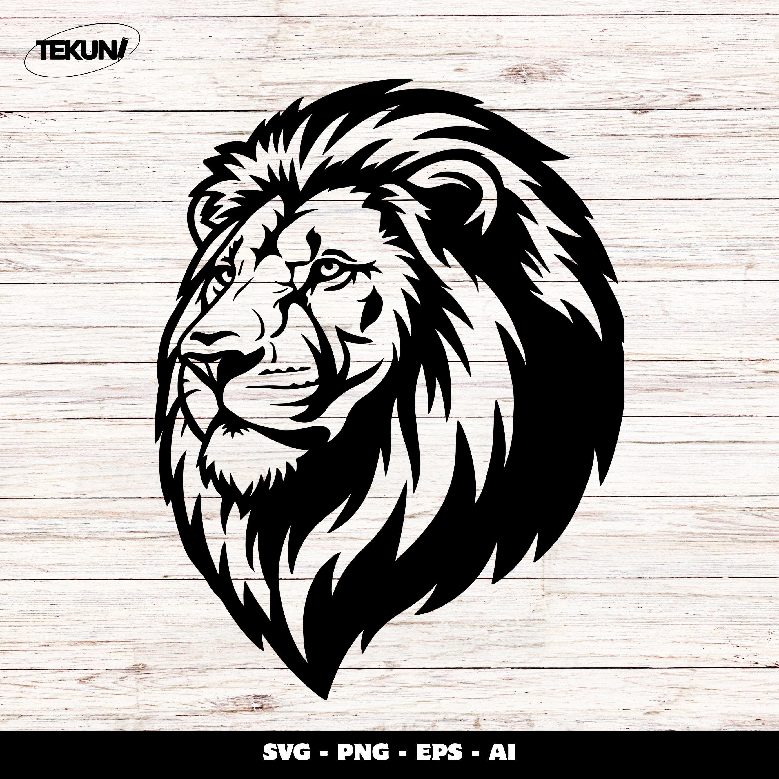 Lion Head SVG Bundle: Roaring Lion & Lioness Cut Files (digital ...