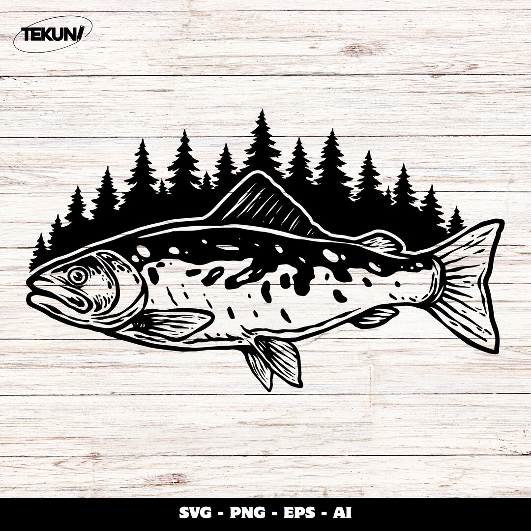 Trout Fish SVG, Lake Life SVG, Wilderness Cut File for Cricut ...