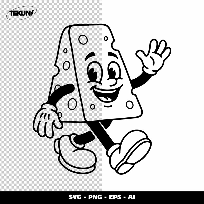 Retro Cheese Mascot SVG: Funny Cartoon Clipart (digital Download - Etsy