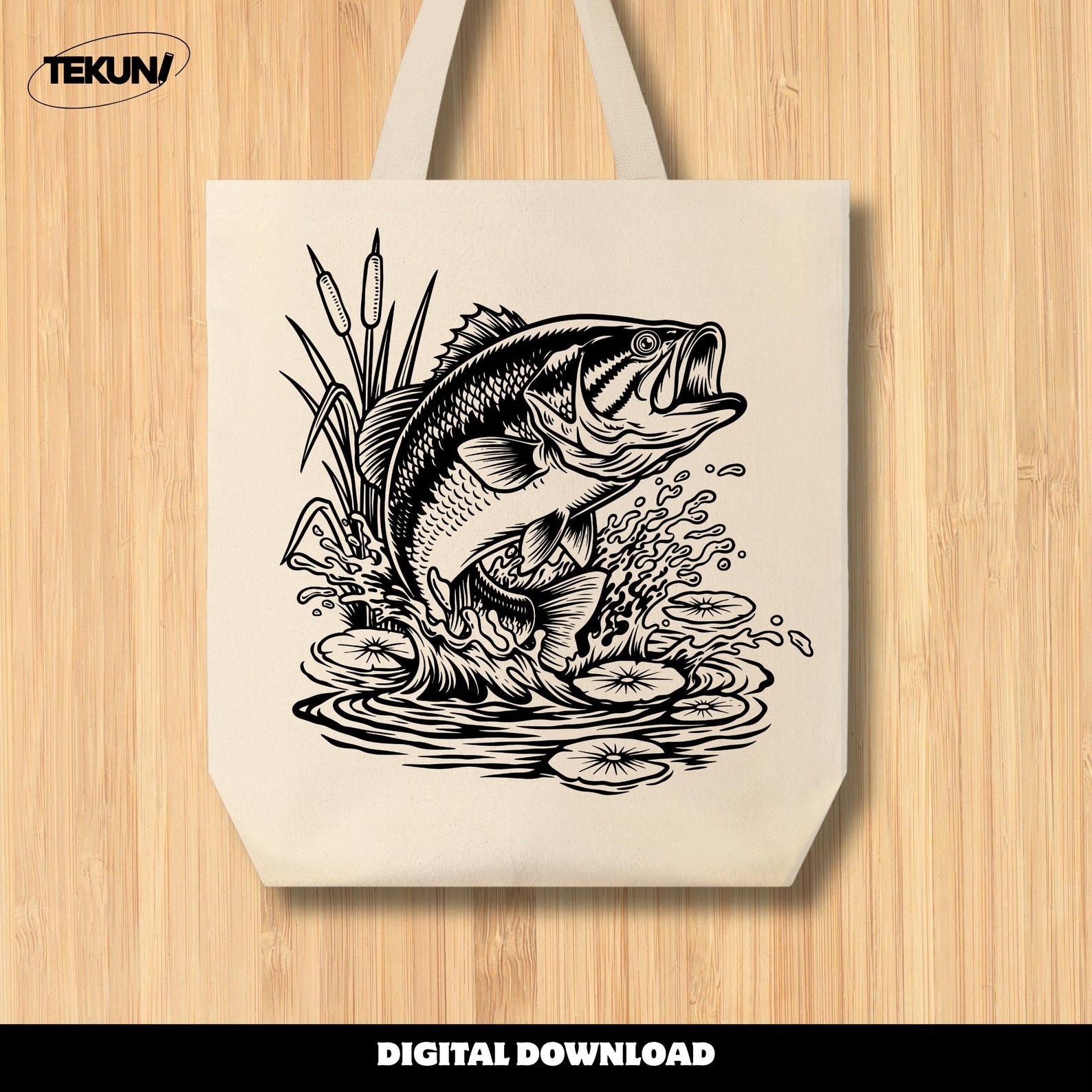 Jumping Bass Fish SVG: Angler Silhouette Cut File (digital Download - Etsy