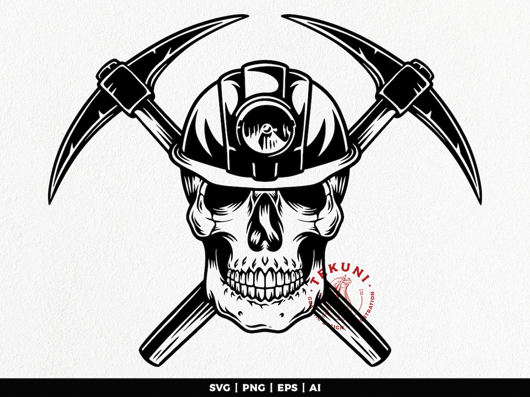 Skull Miner Svg, Skull Svg, Mining Svg, Skull Svg, Skull Clipart ...
