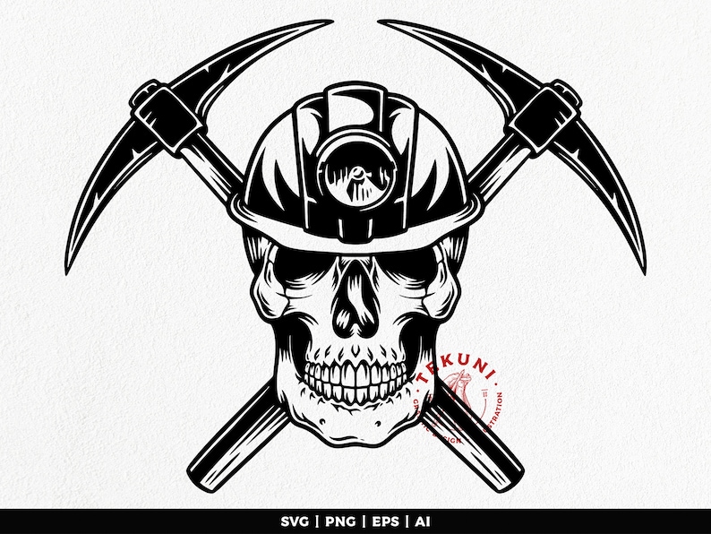 Skull Miner Svg, Skull Svg, Mining Svg, Skull Svg, Skull Clipart ...