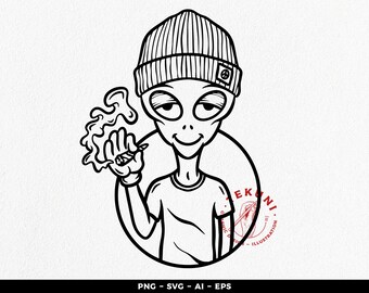 Smoking Alien Svg - Etsy