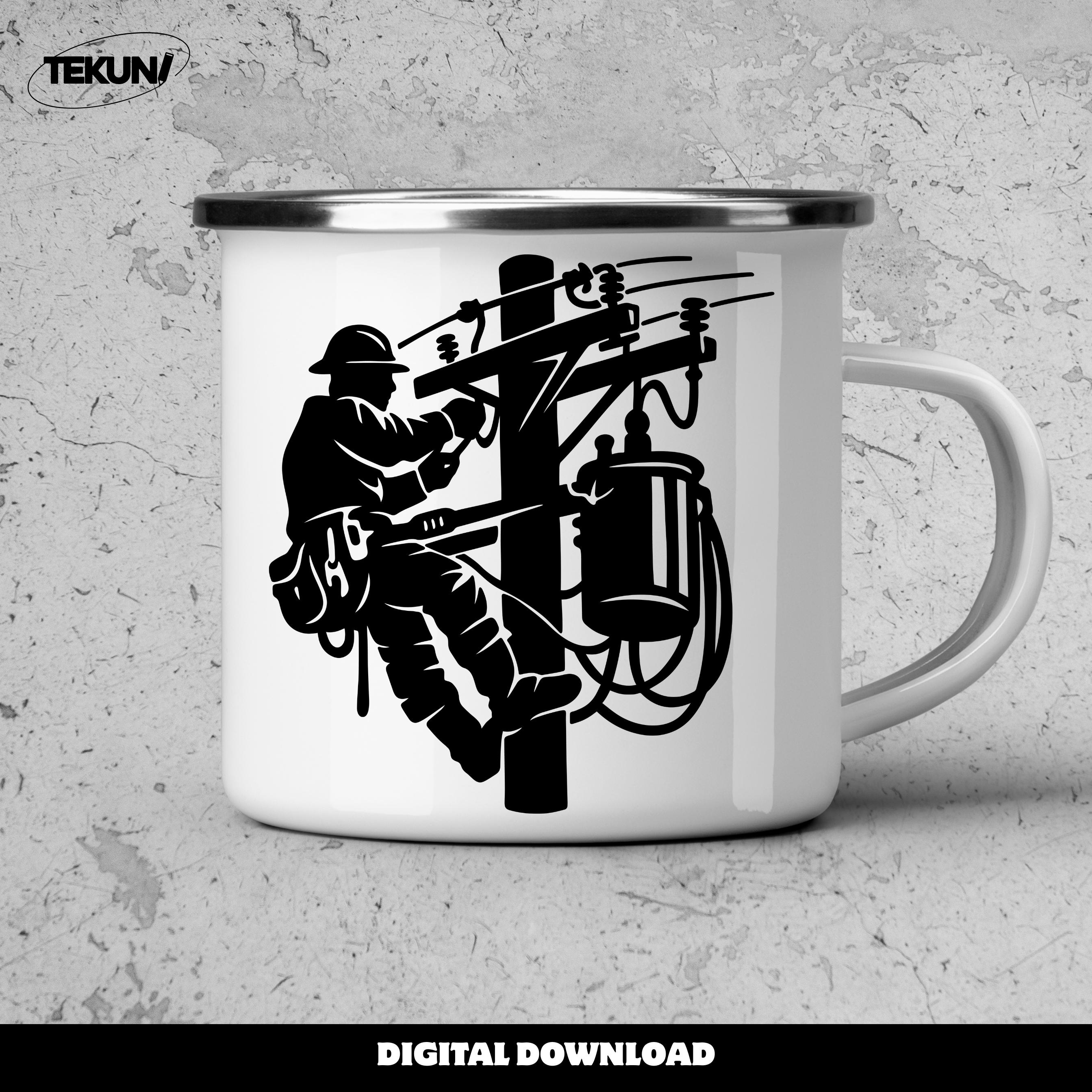 Utility Lineman SVG, Power Line Electrical Worker Silhouette Cut File ...