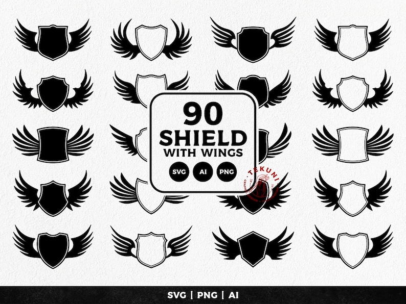 Winged Shield Svg Bundle, Coat of Arms Svg - Instant Download - Etsy