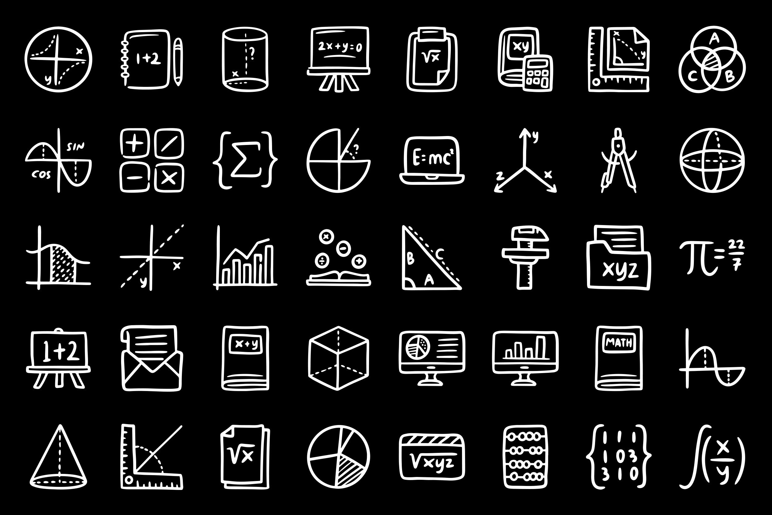 Math Doodle Icons, Hand-drawn Illustration - Instant Download - Etsy