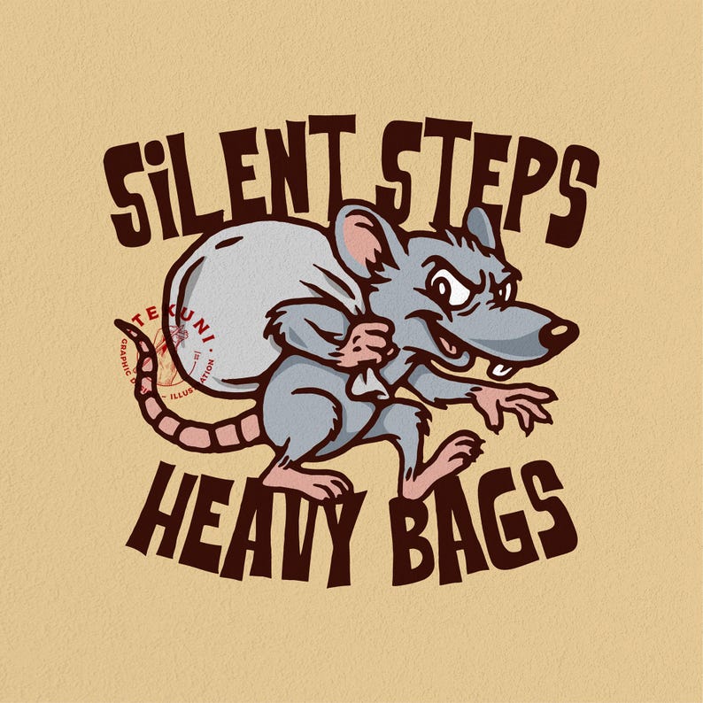 Thief Rat Cartoon Mascot | Vintage Sneaky Rodent Clipart | Instant ...