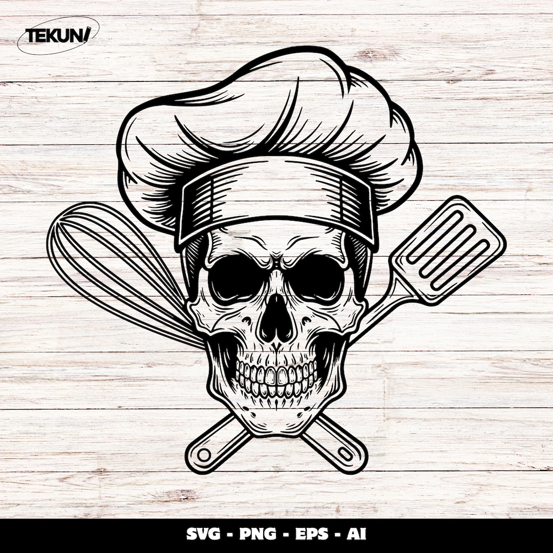 Chef Skull SVG | Kitchen Skull Clipart PNG | Chef Skull Shirt Design ...