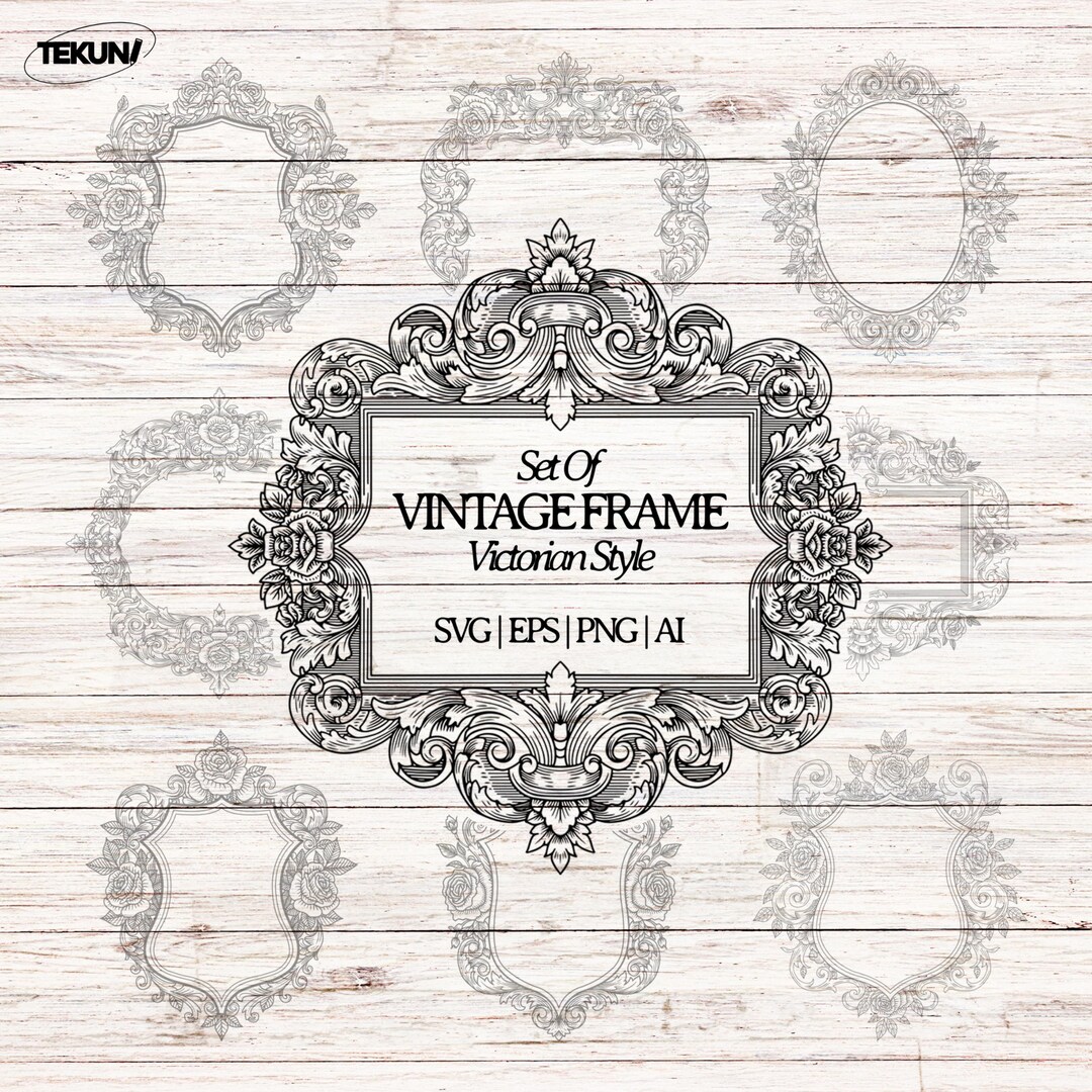 Vintage Floral Frame SVG Bundle: Victorian Wedding Design (digital ...