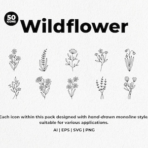 Wildflower Icon Pack, Plants Icon - Instant Download - Etsy
