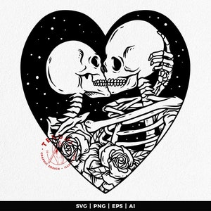 Romantic Couple Skeleton, Skulls Lovers Svg Files for Cricut, Instant ...