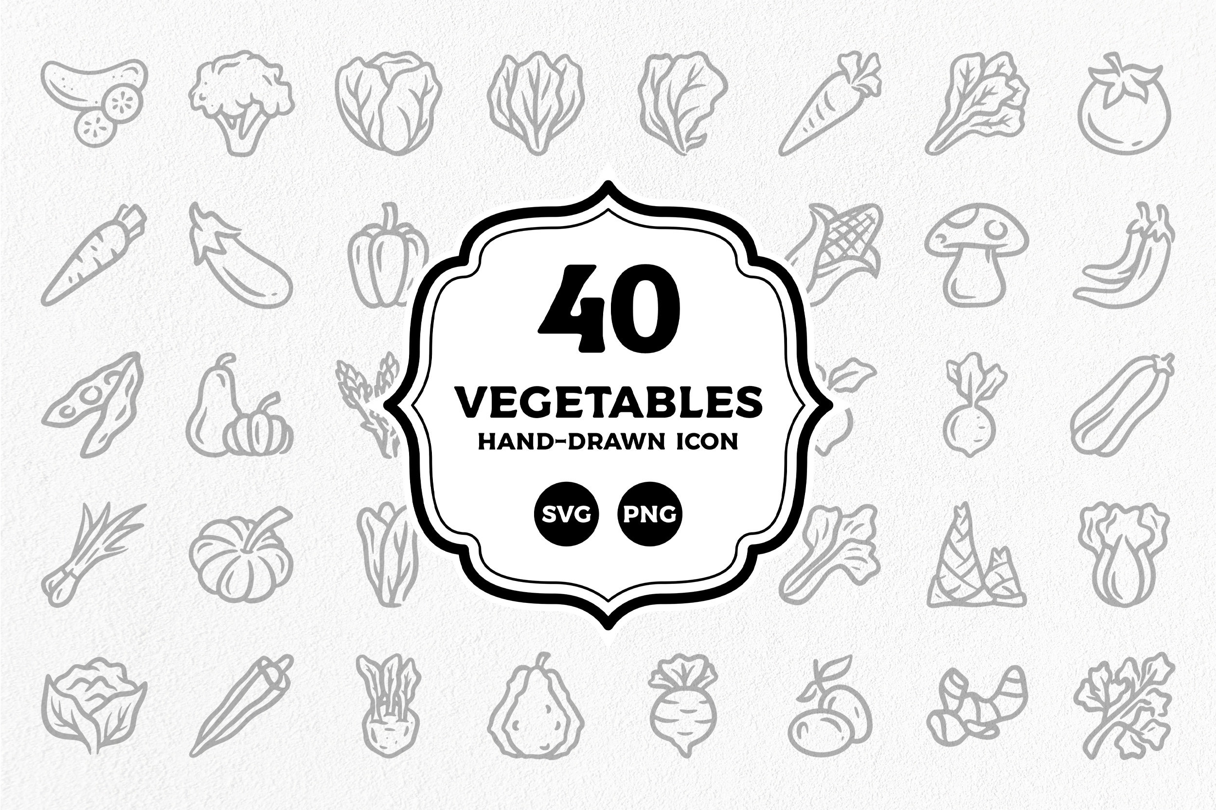 Vegetables Icon, Hand-drawn Illustration SVG, PNG - Instant Download - Etsy