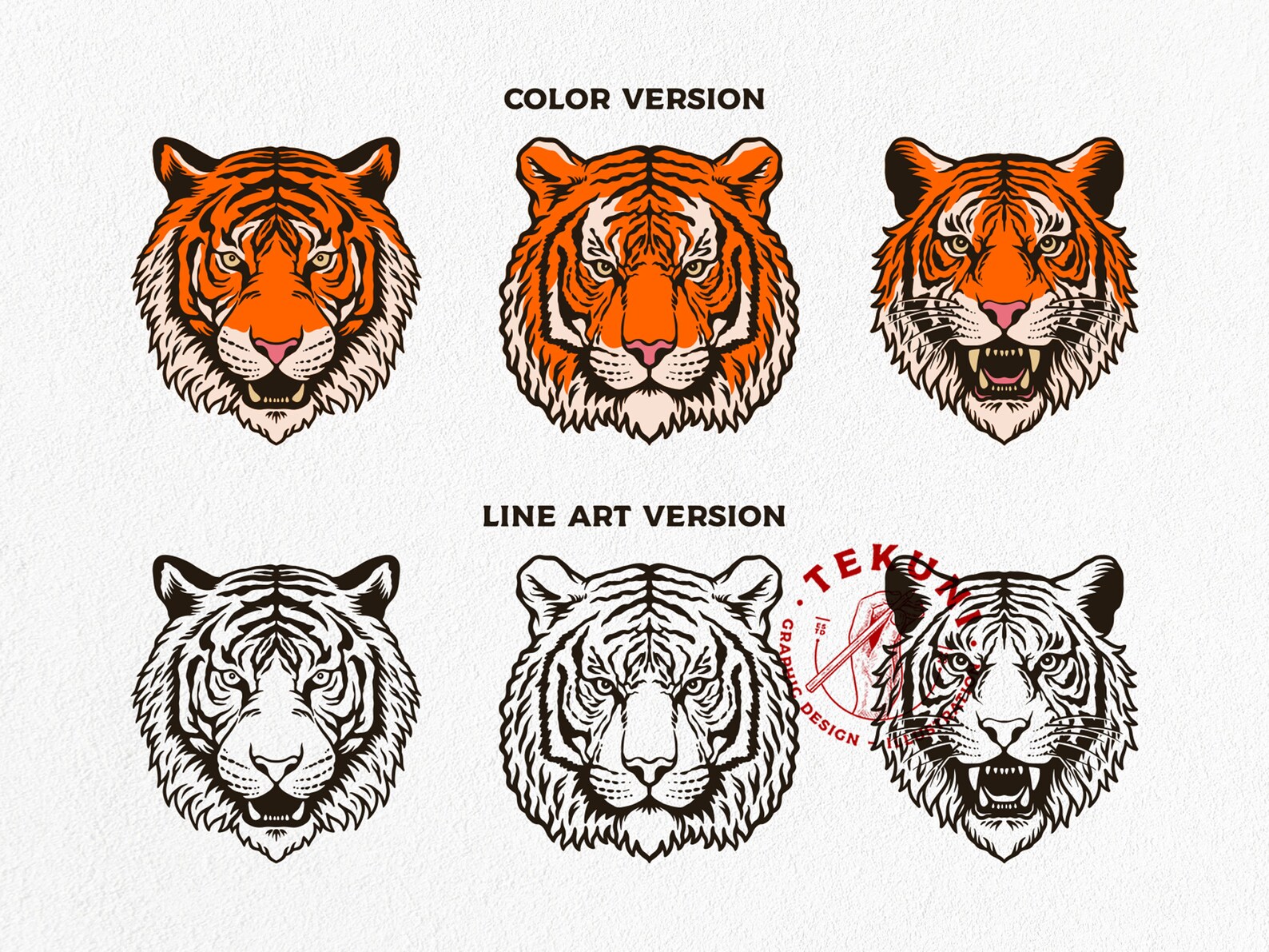 Tiger Head SVG Bundle, Tiger Logo Vector Pack - Instant Download - Etsy