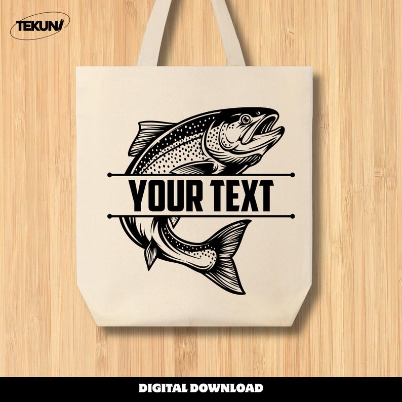 Trout Fish Monogram SVG: Custom Fishing Logo Cut File (digital Download ...