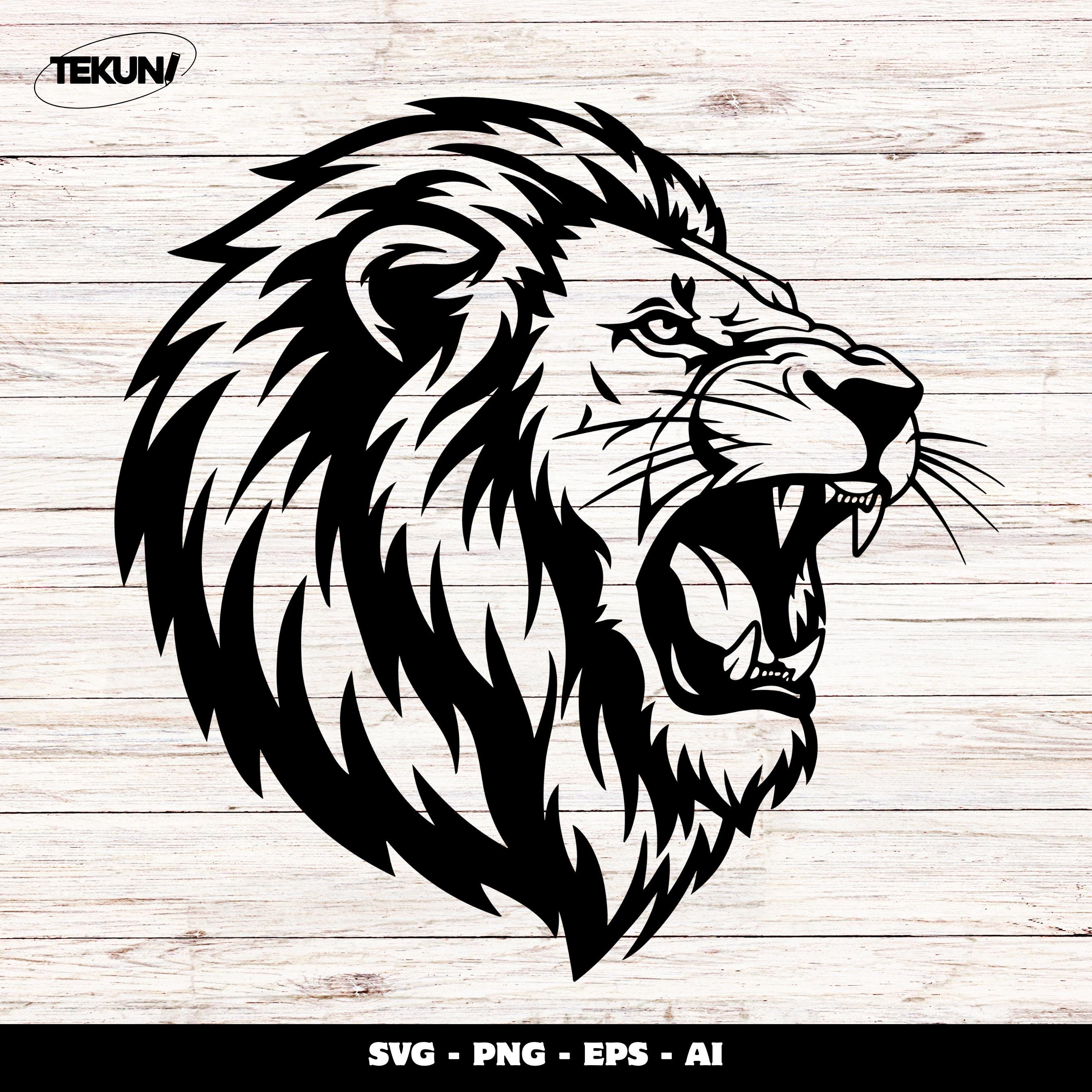 Lion Head SVG Bundle: Roaring Lion & Lioness Cut Files (digital ...