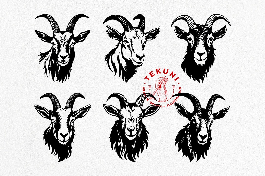 Goat Svg Bundle, Goat Head Silhouette - Instant Download - Etsy