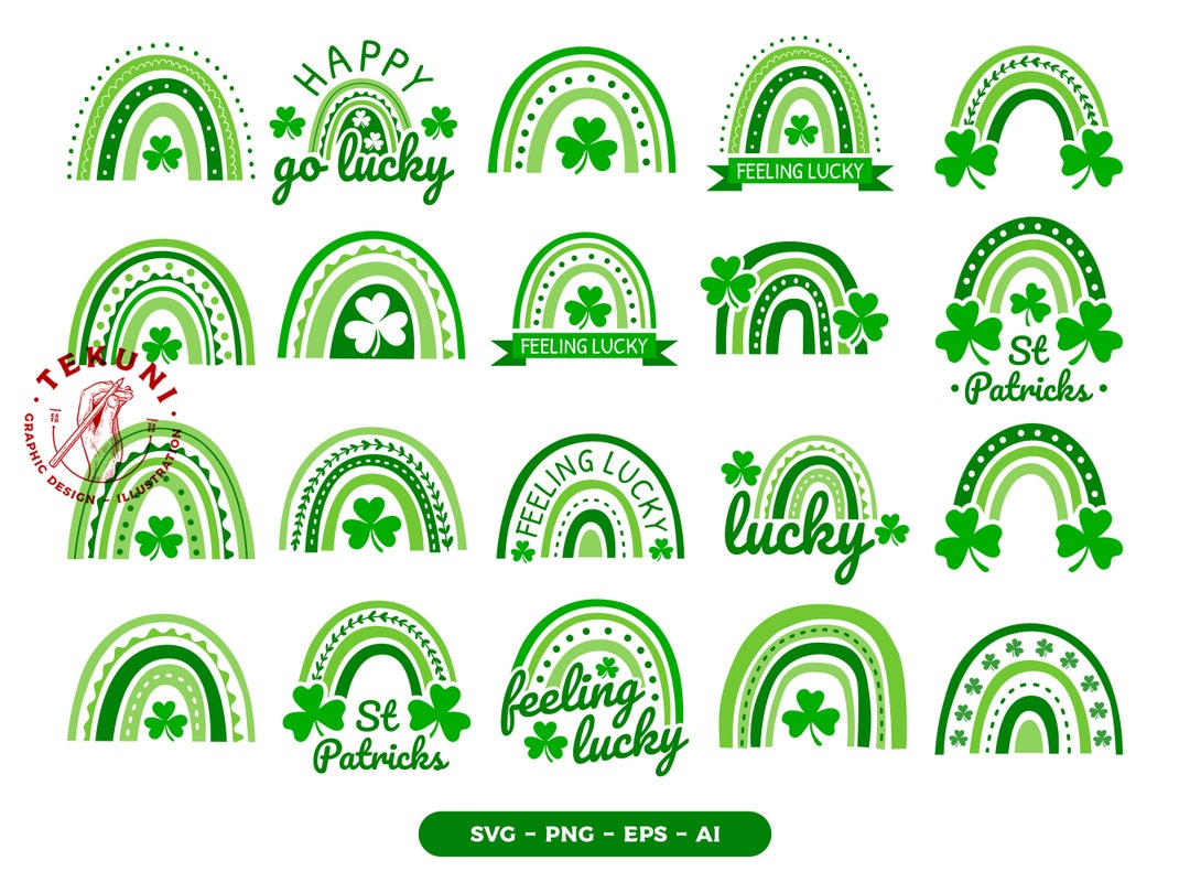 Set Of Lucky Rainbow Svg St Patricks Day Happy Go Lucky Instant