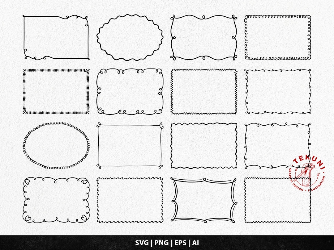 Hand Drawn Frames Svg Bundle, Borders Svg - Instant Download - Etsy