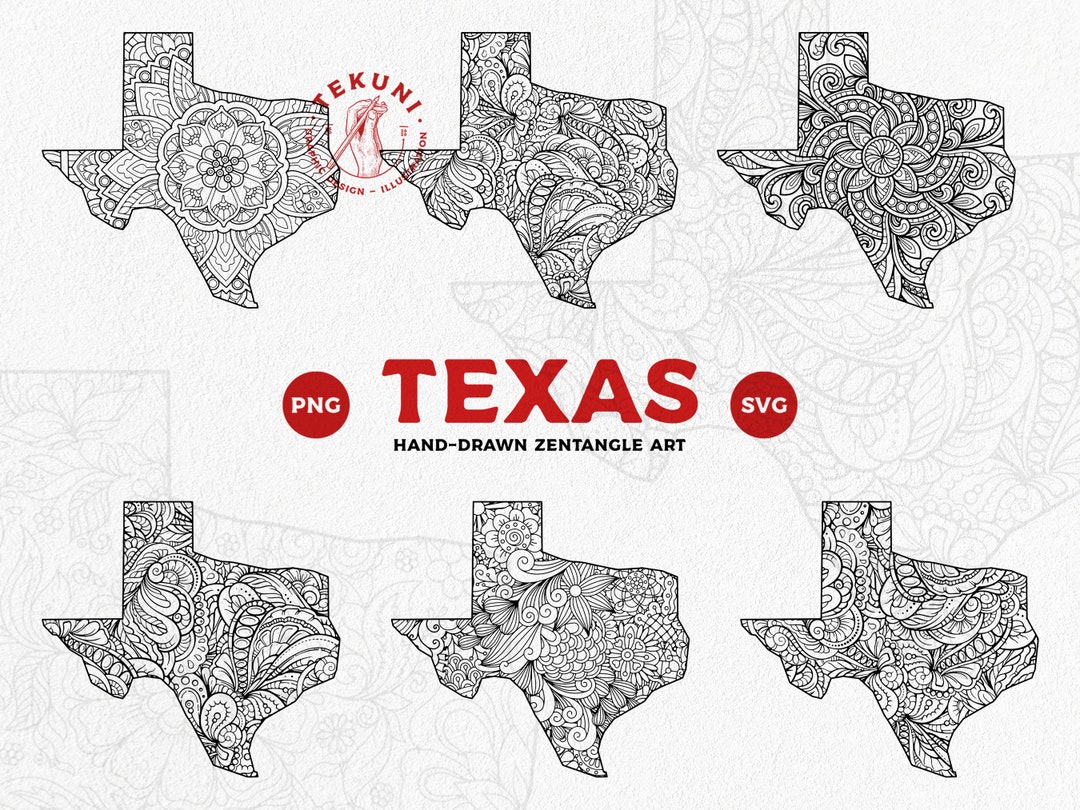 Zentangle Texas Bundle: SVG Cut Files, PNG, Instant Download - Etsy