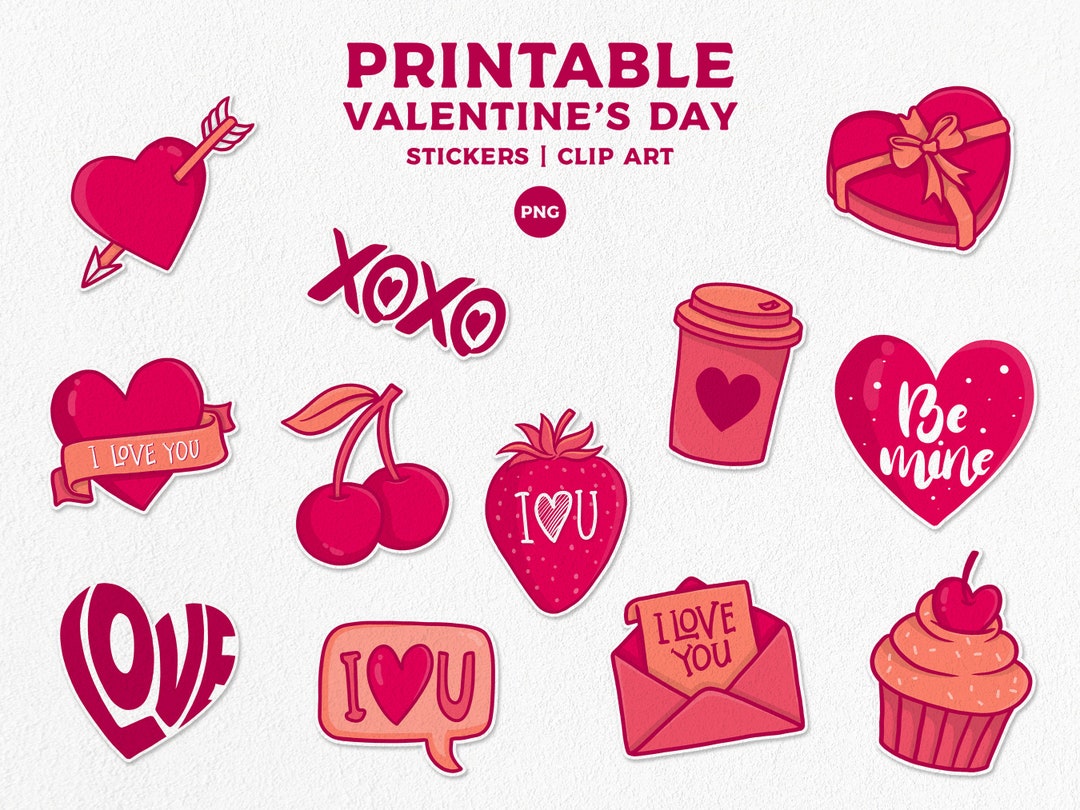 Valentines Day Sticker Bundle, Printable Valentine's Day Stickers ...