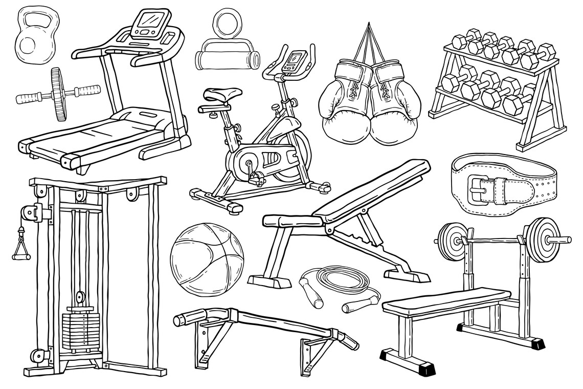 Fitness & Gym SVG Bundle, Workout Icons Clipart, Gym Equipment PNG - Etsy