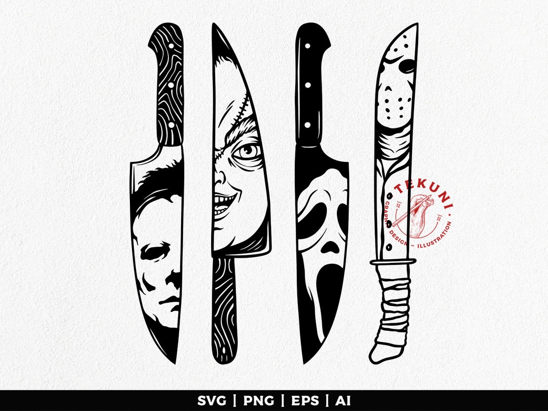 Horror Movie Characters in Knives Svg, Jason Voorhees SVG, Friday 13th ...