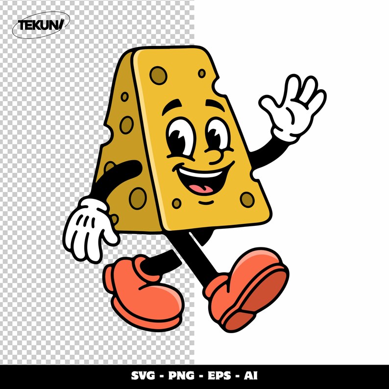 Retro Cheese Mascot SVG: Funny Cartoon Clipart (digital Download - Etsy