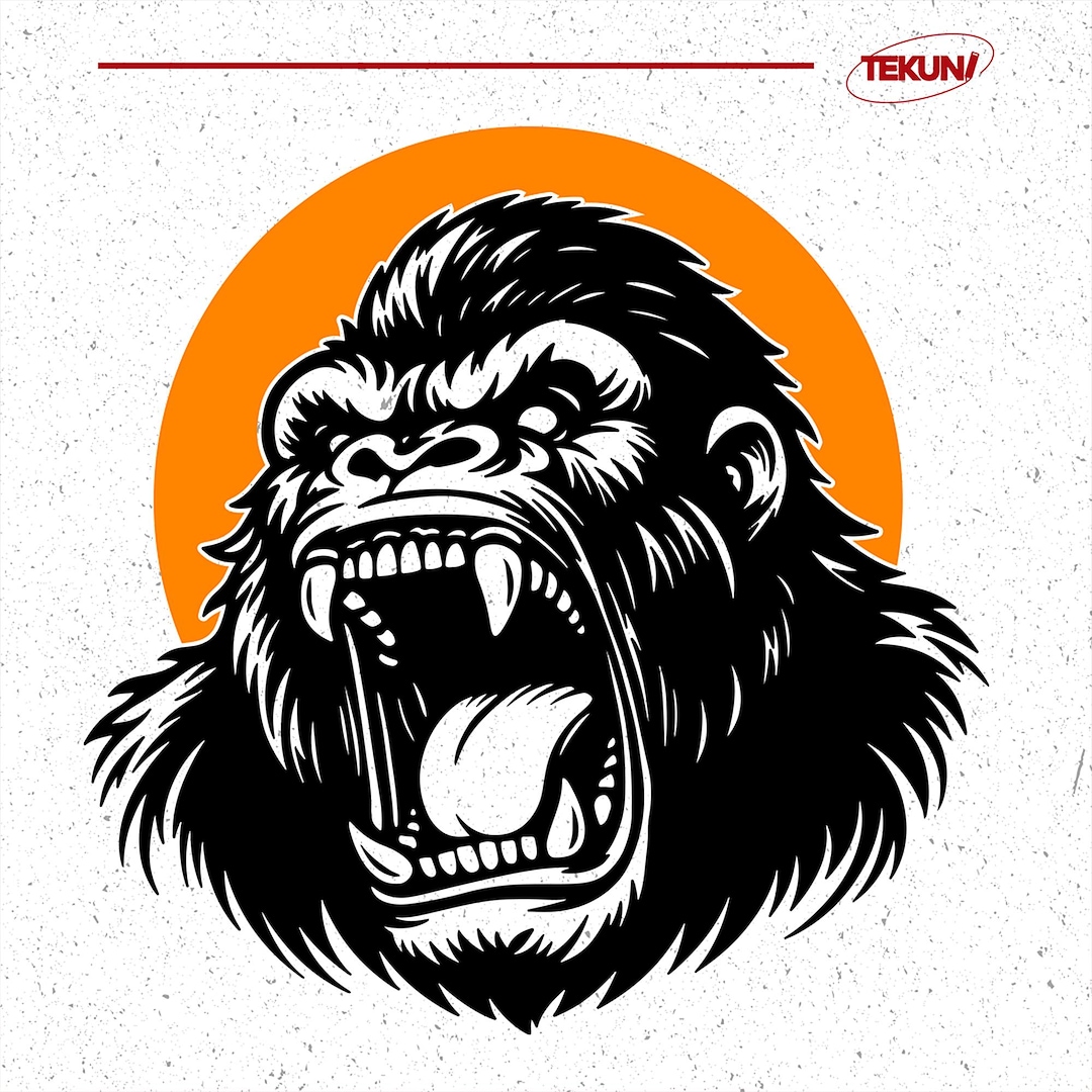 Roaring Gorilla Head SVG, Angry Ape Vector Art for T-shirt Design ...