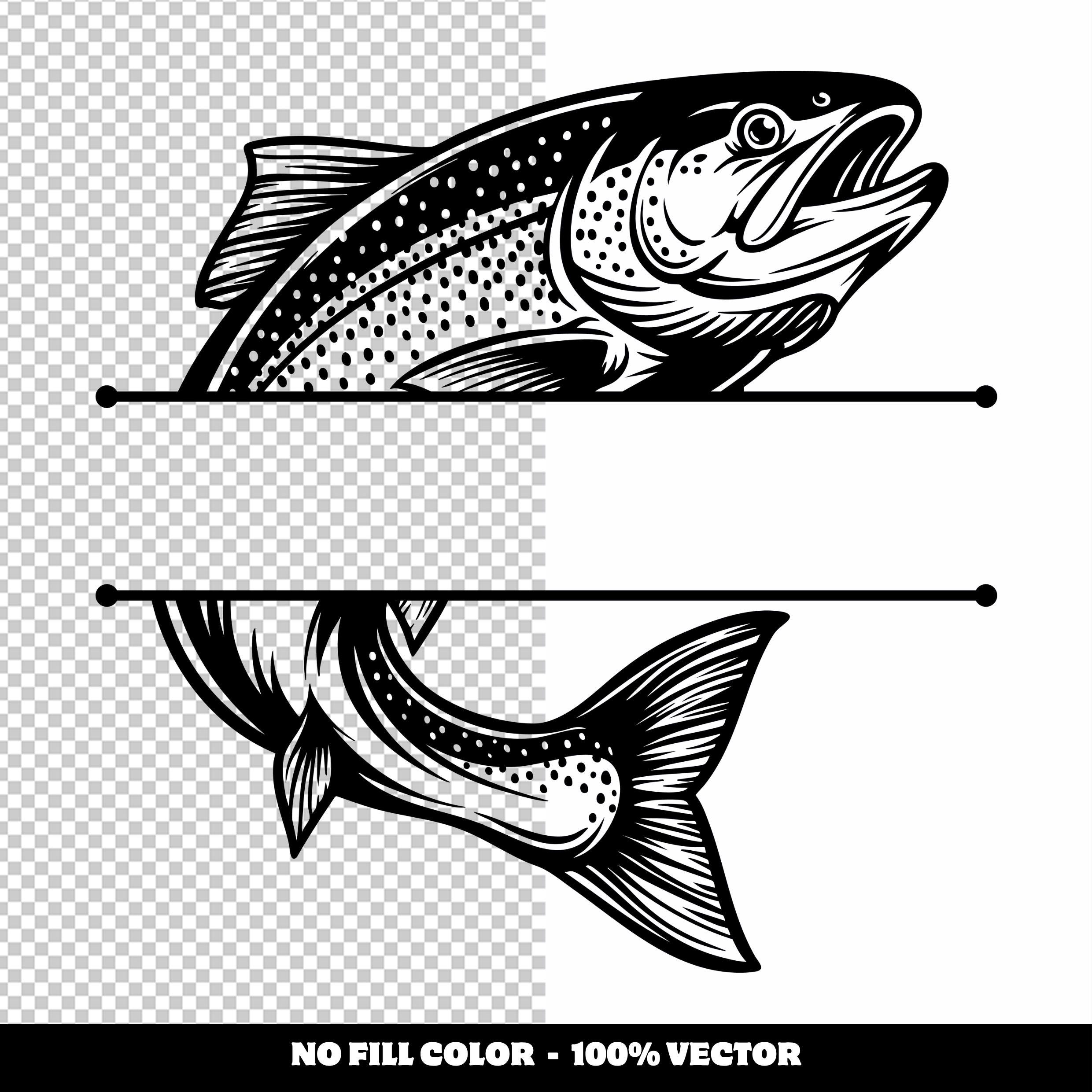 Trout Fish Monogram SVG: Custom Fishing Logo Cut File (digital Download ...