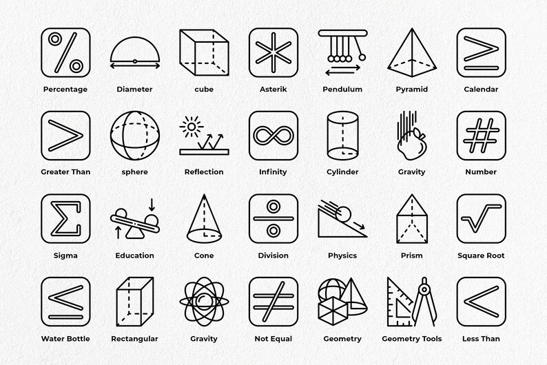 Math Icon Pack - Instant Download - Etsy
