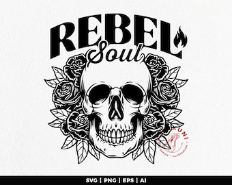 Rebel Soul Skull Svg - Etsy