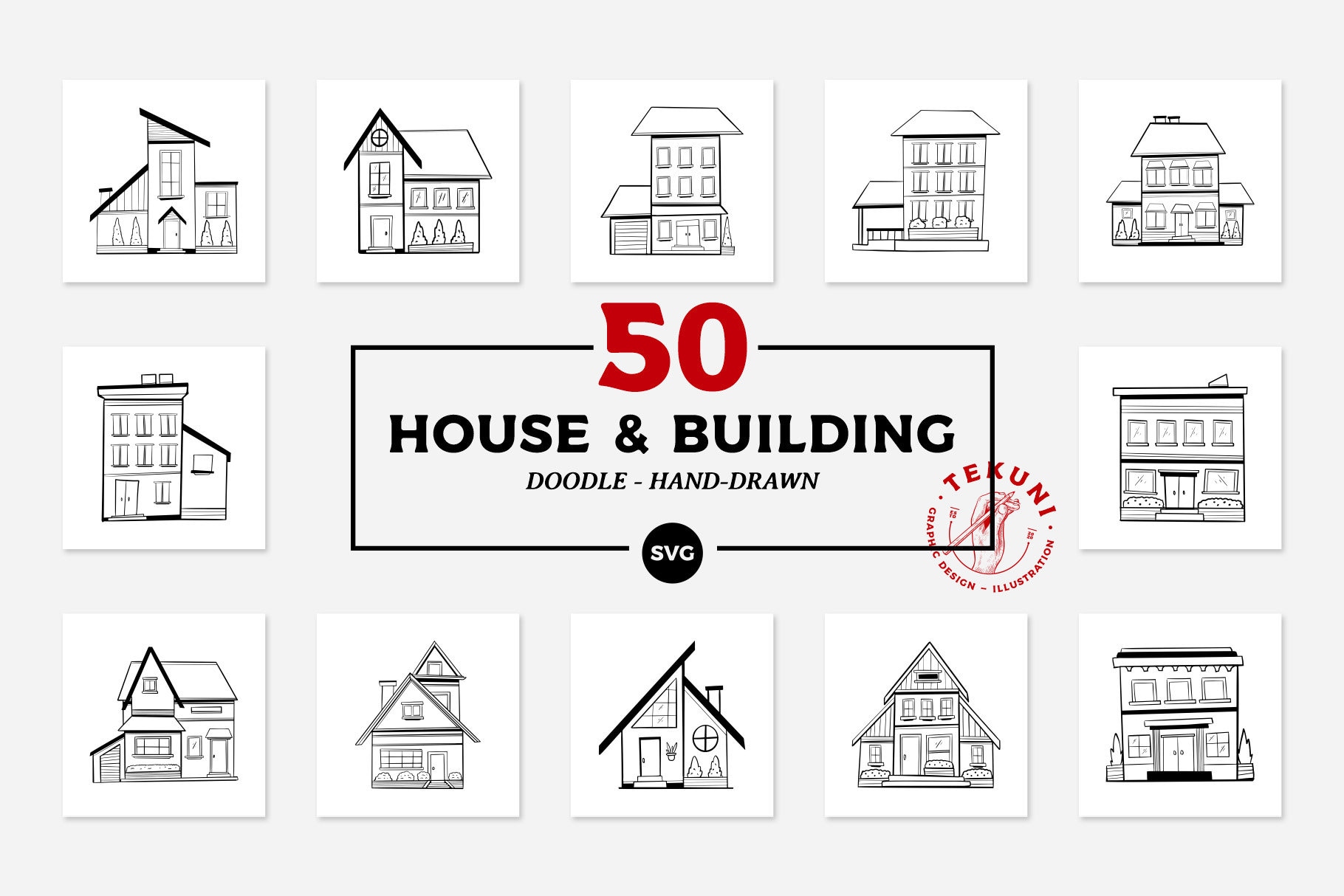 House and Building Illustration Bundle - Instant Download - Etsy