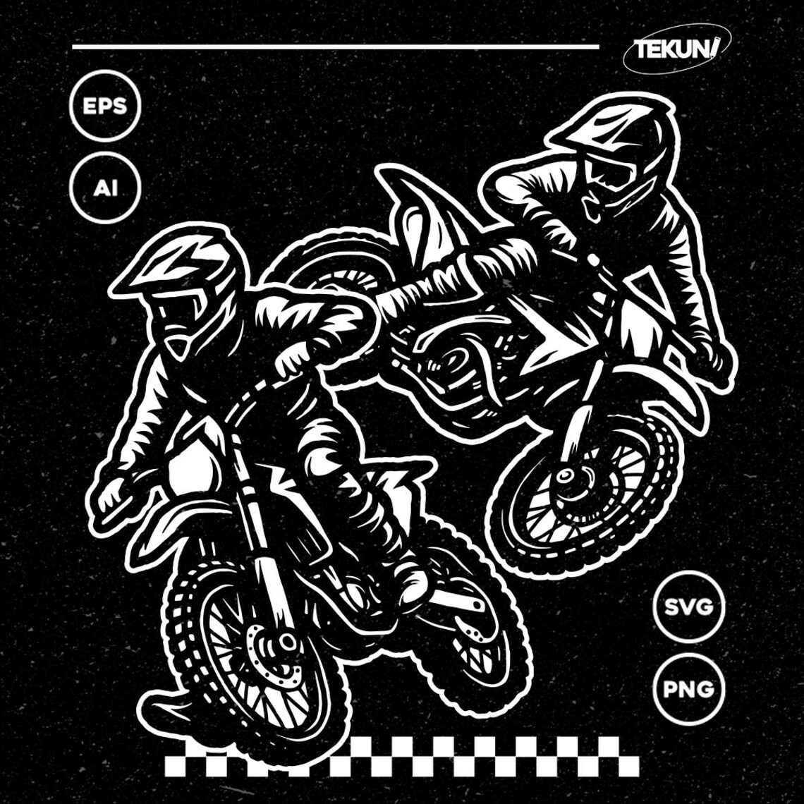 Motocross SVG Bundle, Dirt Bike Rider Clipart, Linocut Style (digital ...