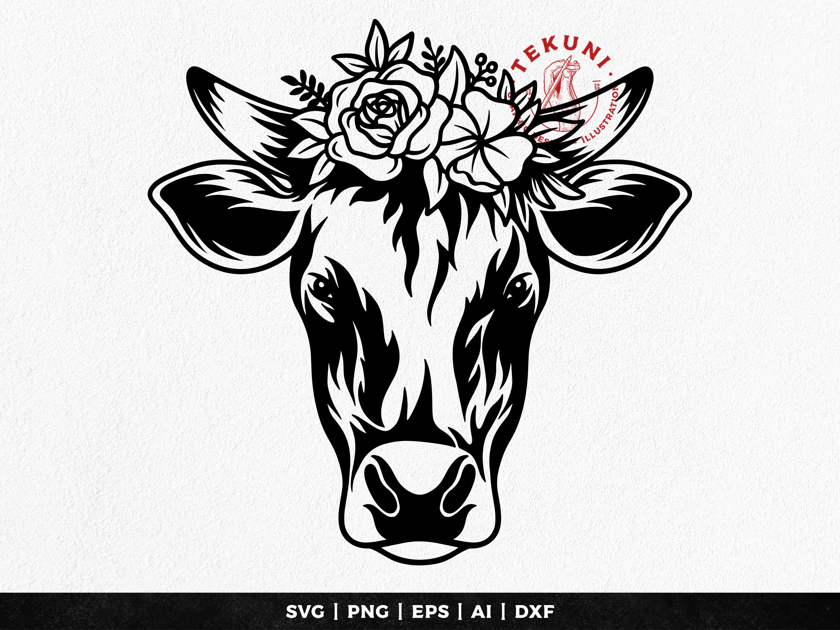 Floral Cow Svg Files for Cricut, Png Sublimation Design Instant ...