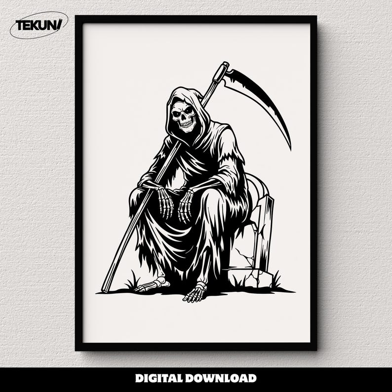 Grim Reaper SVG: Halloween Skeleton Clipart (digital Download - Etsy