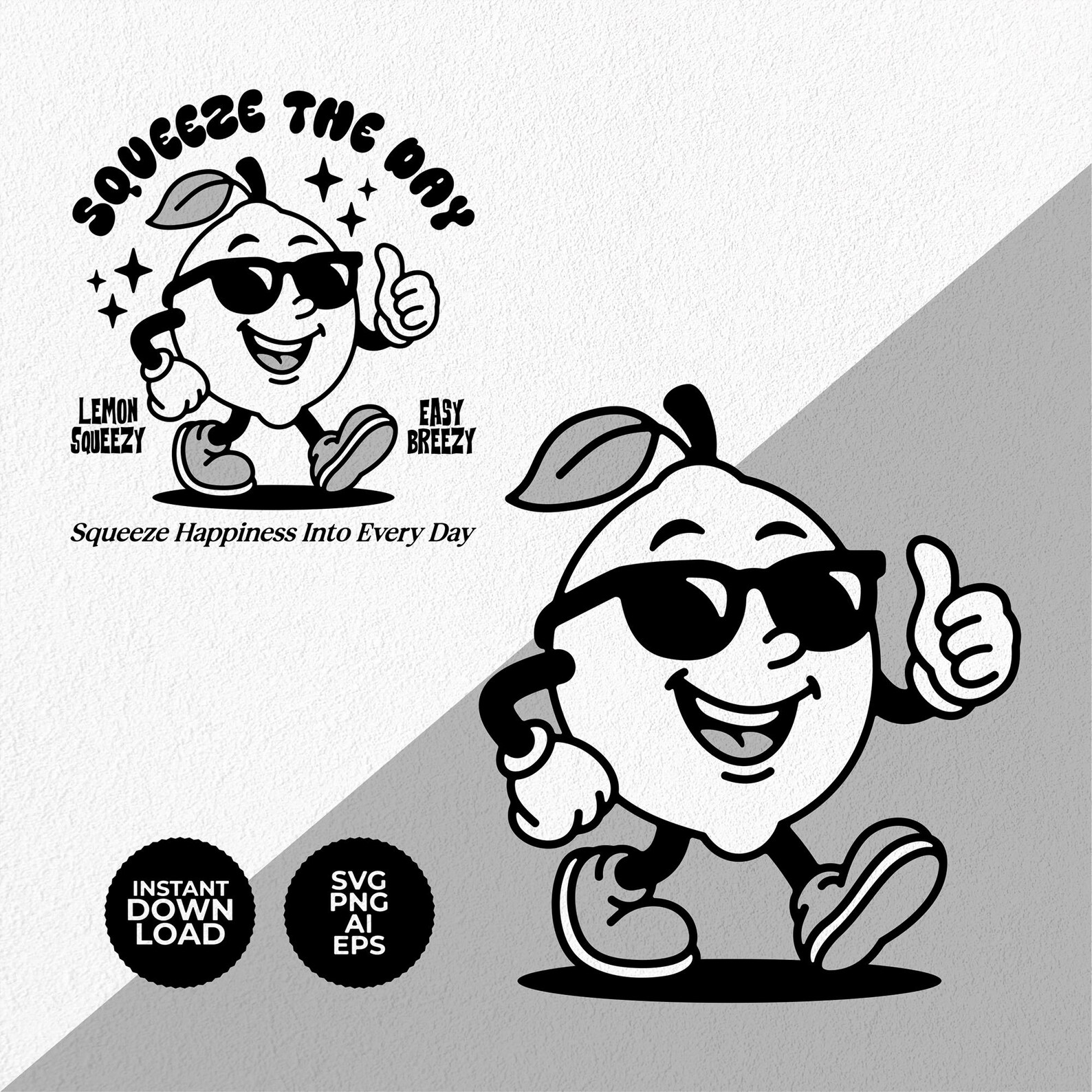 Lemon Retro Mascot - Vintage Cartoon Character Illustration for T-shirt ...