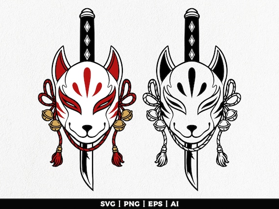 Kitsune Mask Fox Mask Japanese Cut Files Instant Download - Etsy Canada